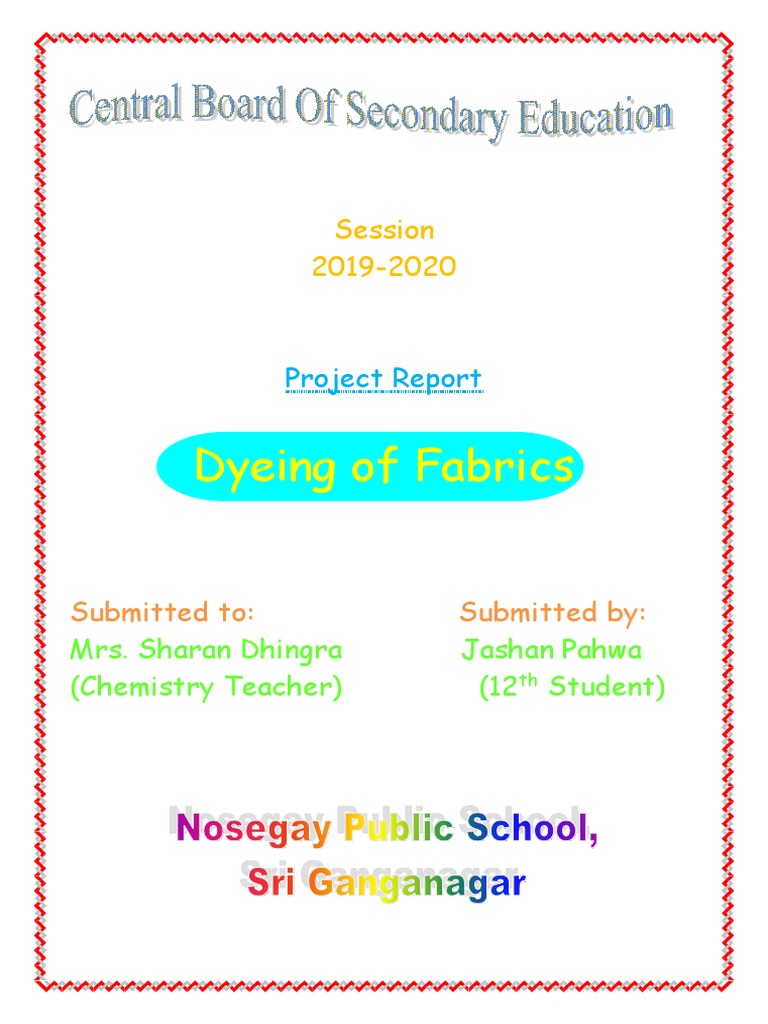 Dyeing of Fabrics: Session 2019-2020 | PDF | Dye | Dyeing