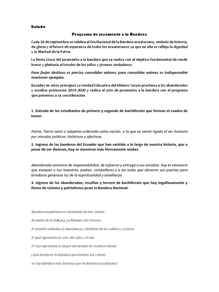 Juramento A La Bandera Historia De Los Niños El Deseo De Manuel