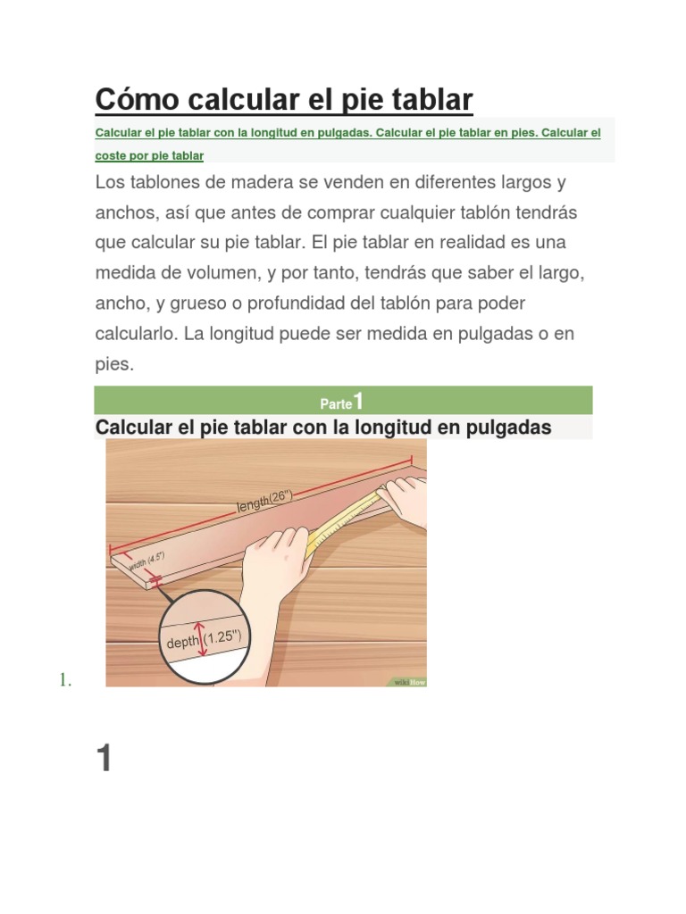 Cómo Calcular El Pie Tablar | PDF | Pulgada | Pie (unidad)