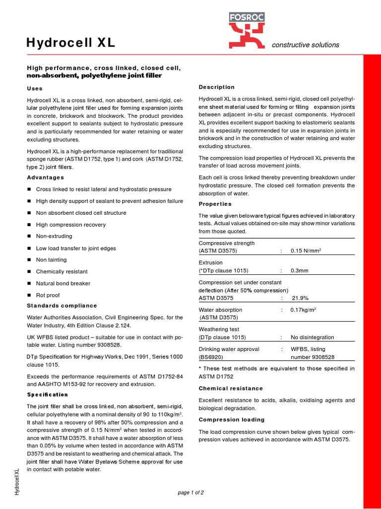 Hydrocell XL: High Performance, Cross Linked, Closed Cell, Non ...