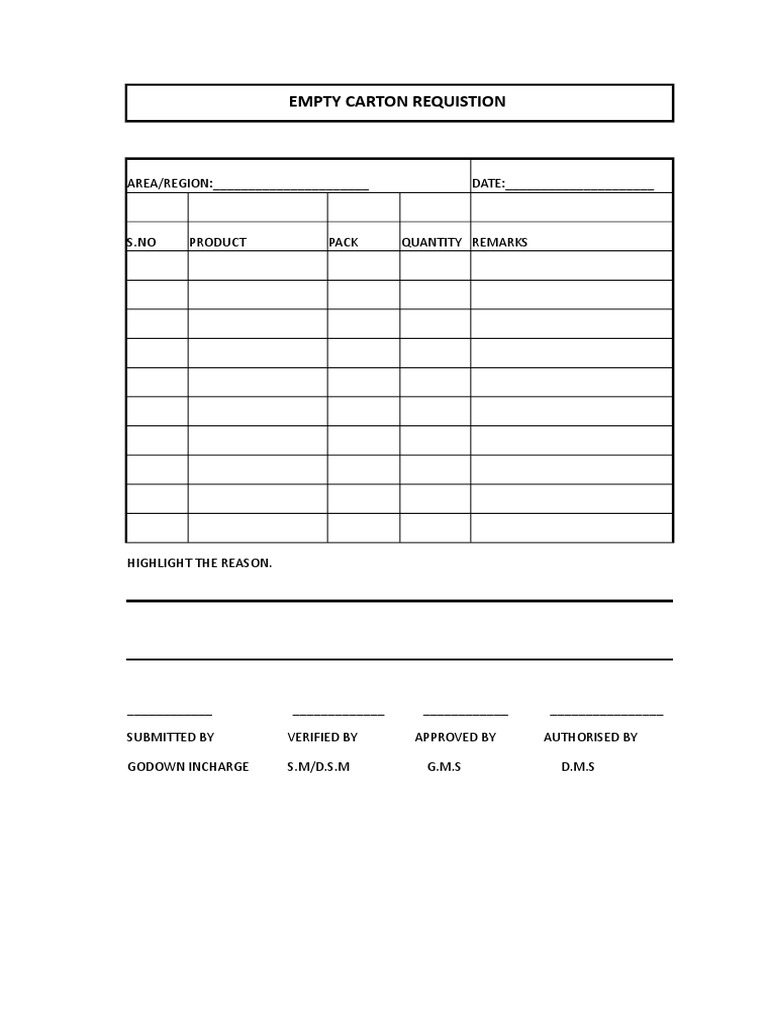 Empty Carton Request Form | PDF | Business | Finance & Money Management