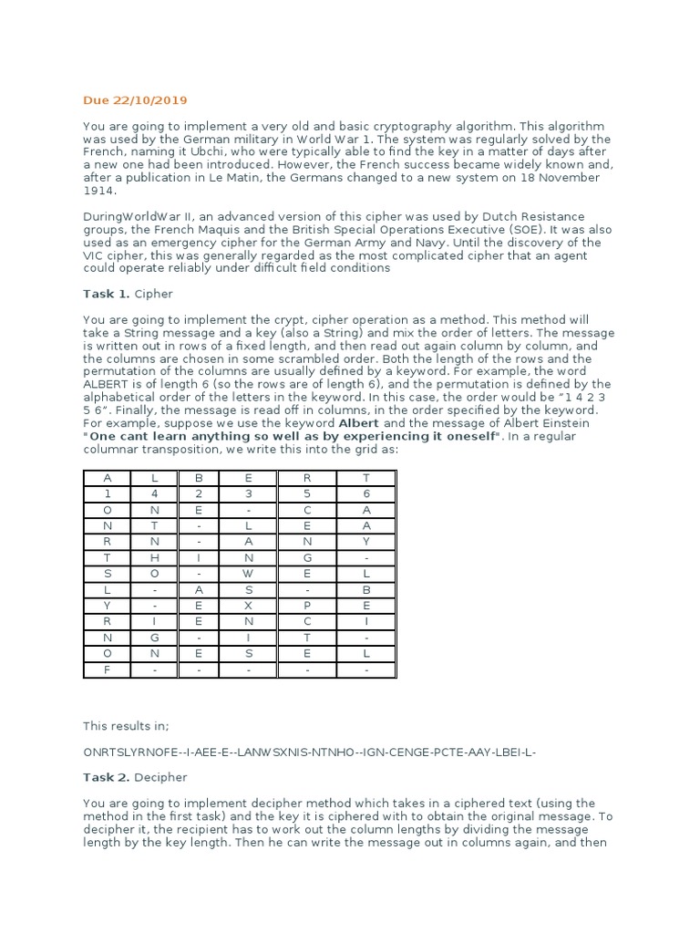 Transposition Cipher | PDF | Military Communications | Cryptography