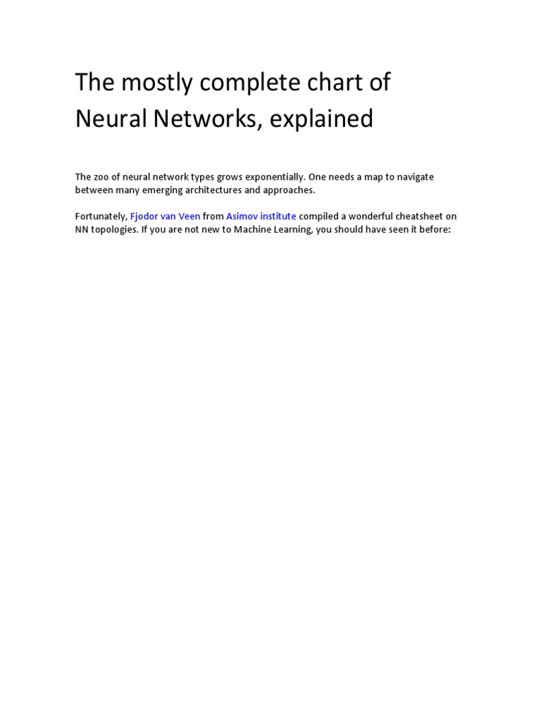 The Mostly Complete Chart of Neural Networks | Download Free PDF ...