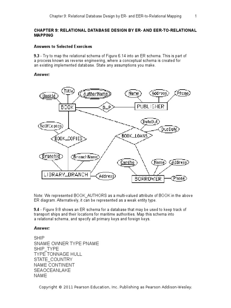 Chapter 9: Relational Database Design by Er-And Eer-To-Relational Mapping | PDF | Technology ...