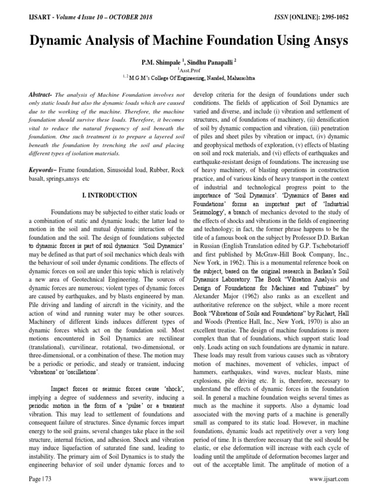 1 Dynamic Analysis of Machine Foundation Using Ansys | PDF | Stress ...