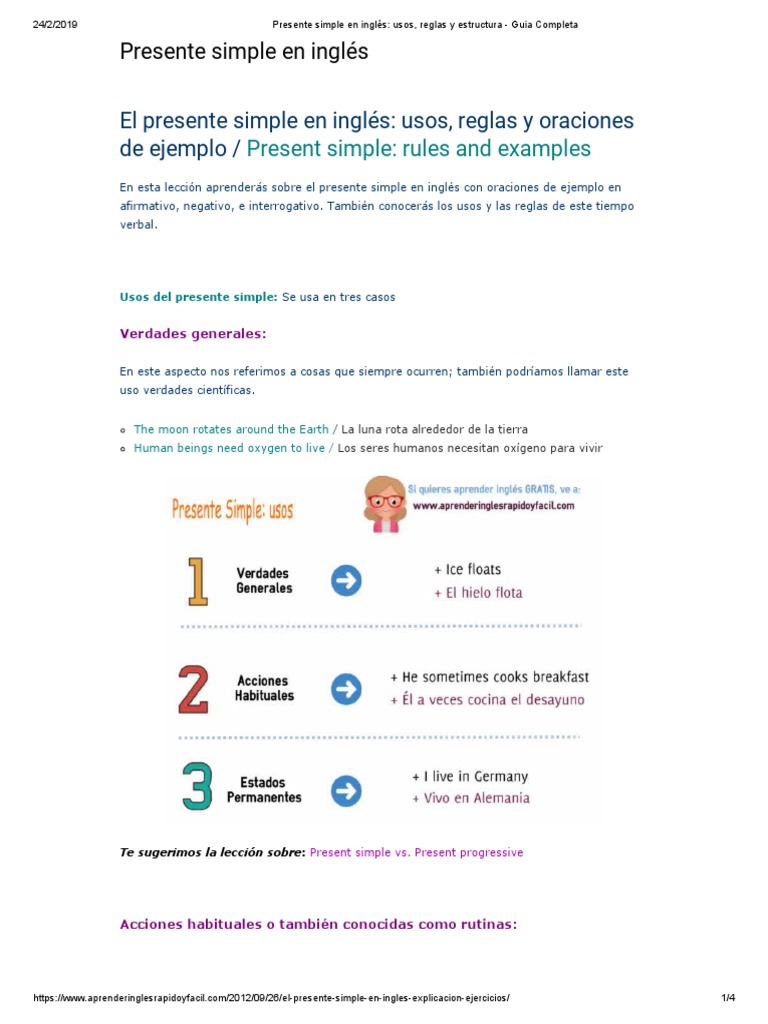 Presente Simple en Inglés - Usos, Reglas y Estructura - Guia Completa ...