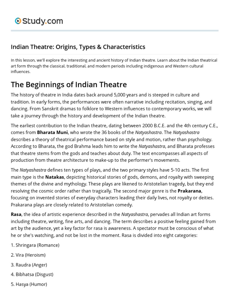 Indian Theatre - Origins, Types & Characteristics PDF | PDF | Theatre ...