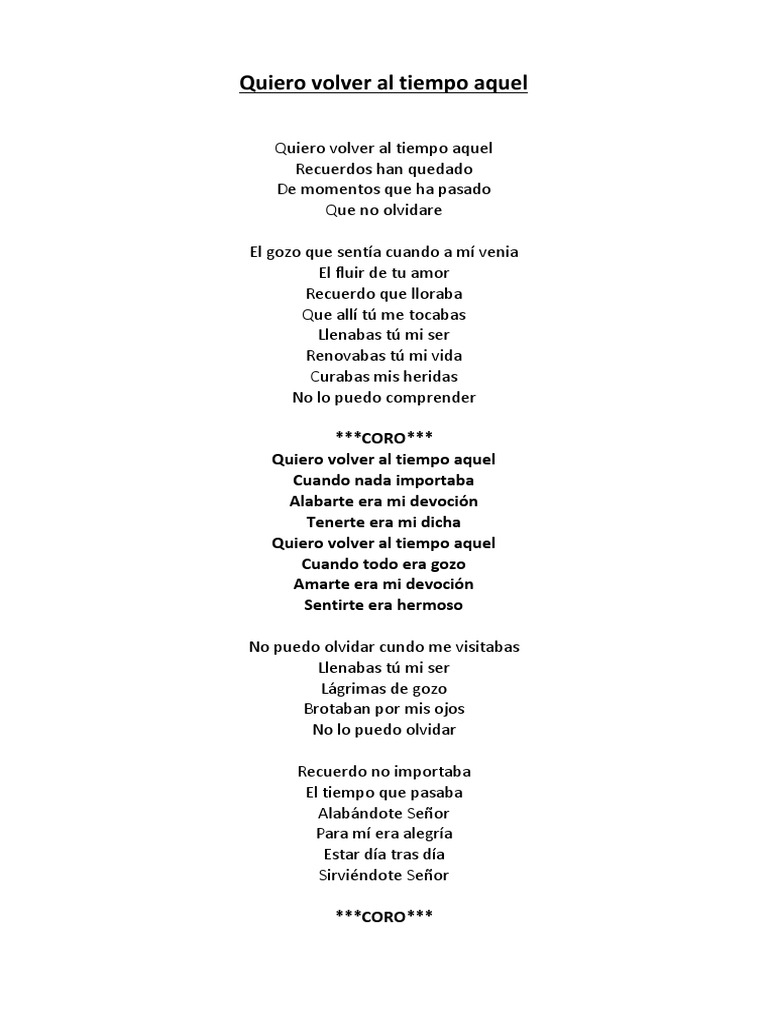 Quiero Volver al Tiempo Aquel | PDF