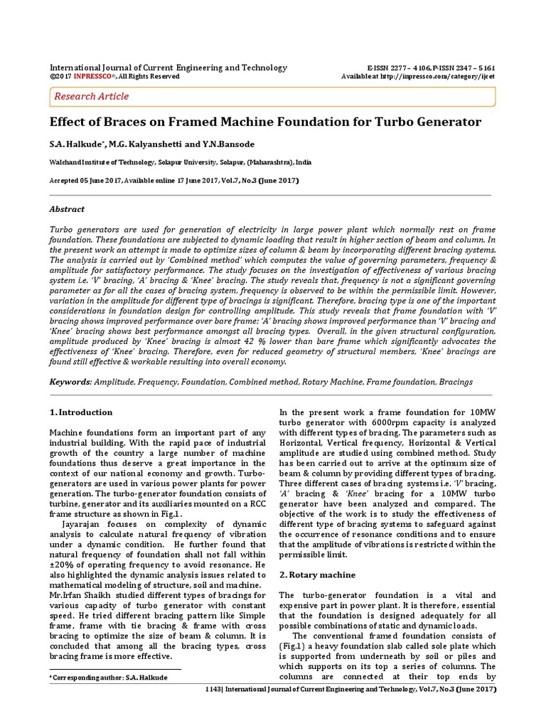 Effect of Braces On Framed Machine Foundation For Turbo Generator | PDF ...
