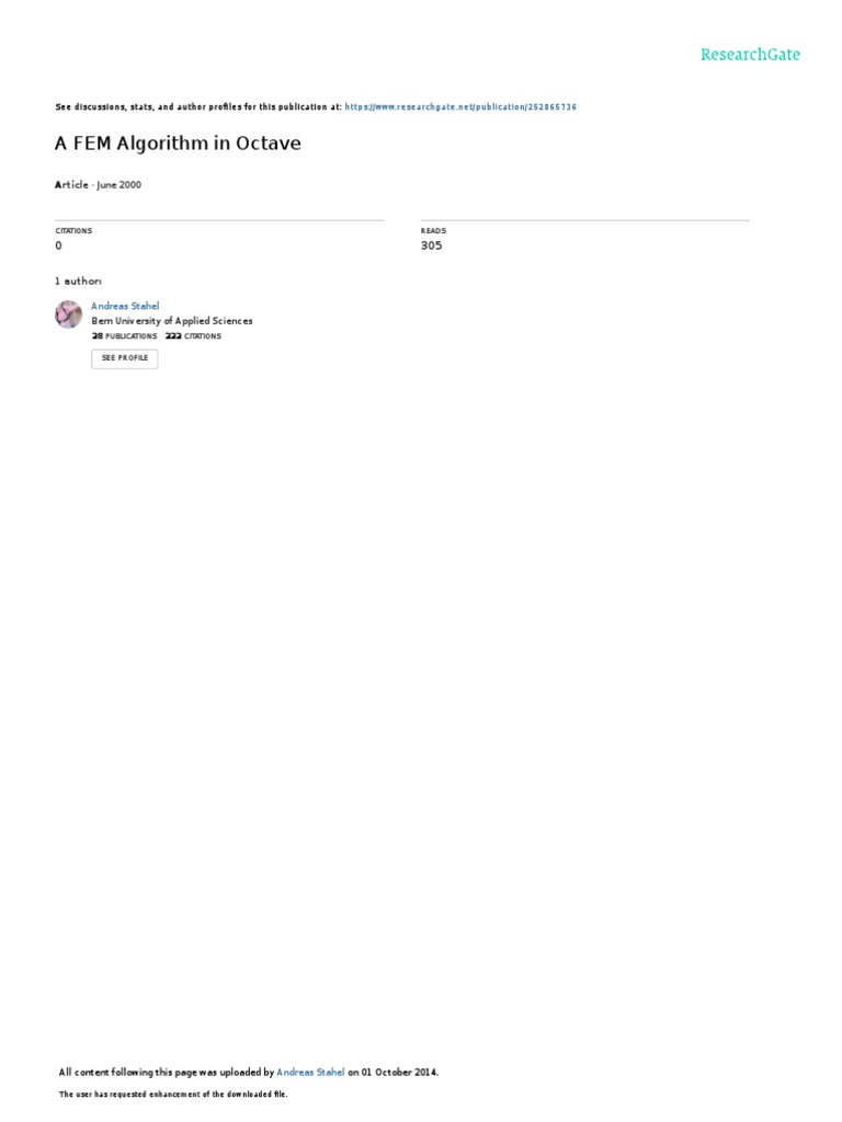 A FEM Alghorithm in Octave | PDF | Eigenvalues And Eigenvectors ...