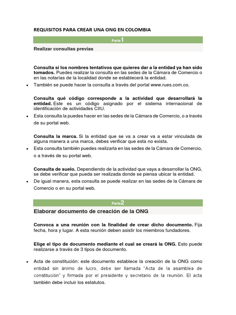 Requisitos para Crear Una Ong en Colombia | PDF | Organización no ... Requisitos para Crear Una Ong en Colombia | PDF | Organización no ...