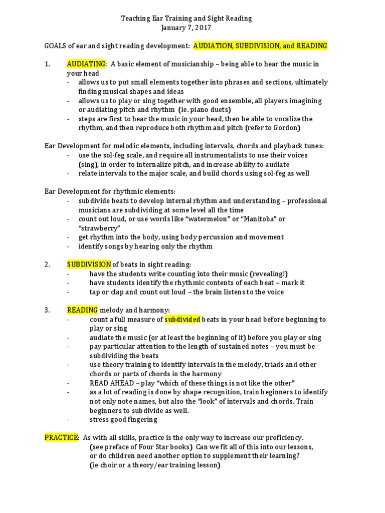 Ear Training and Sight Reading Guide | PDF | Rhythm | Chord (Music)