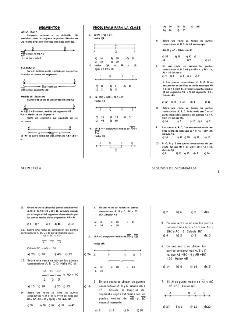 Practica de Segmentos | PDF | Geometría | Enseñanza de matemática