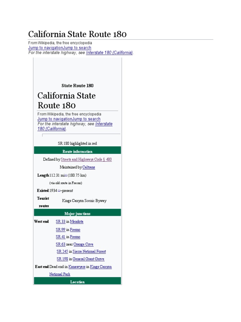 California State Route 180 | PDF | Road Transport | Road Infrastructure