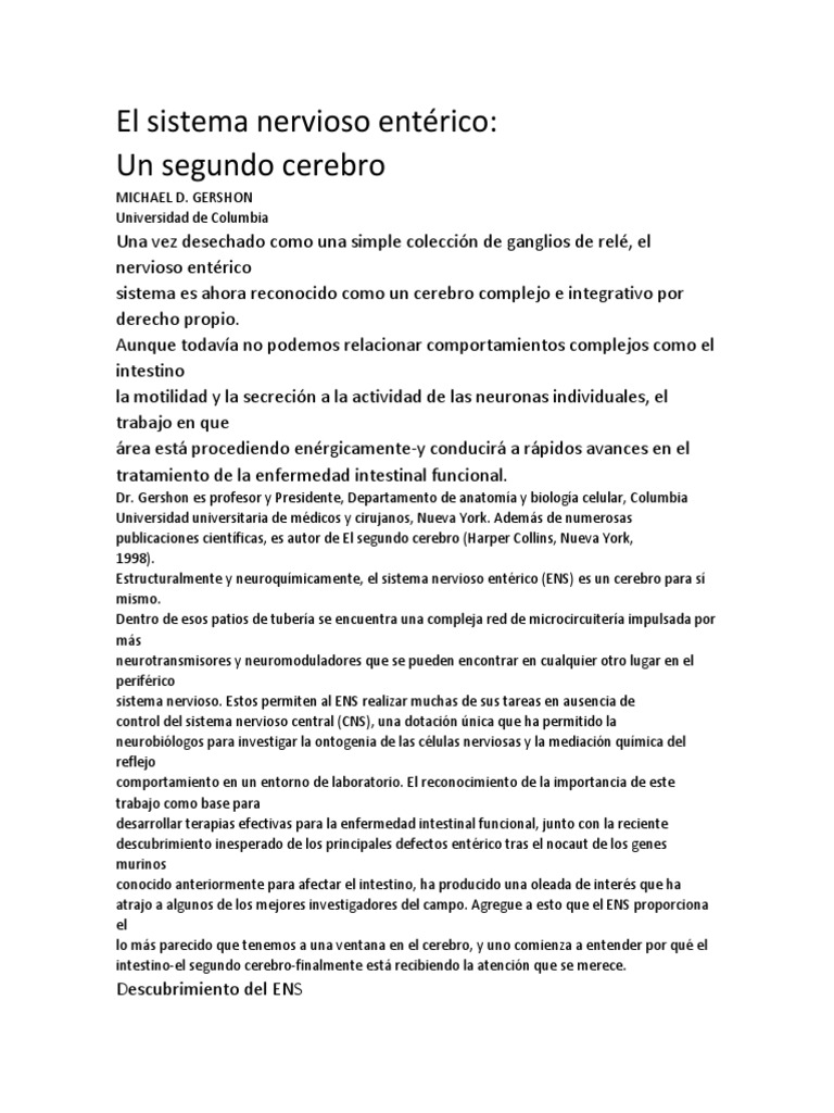 El Segundo Cerebro Español | PDF | Serotonina | Neurona