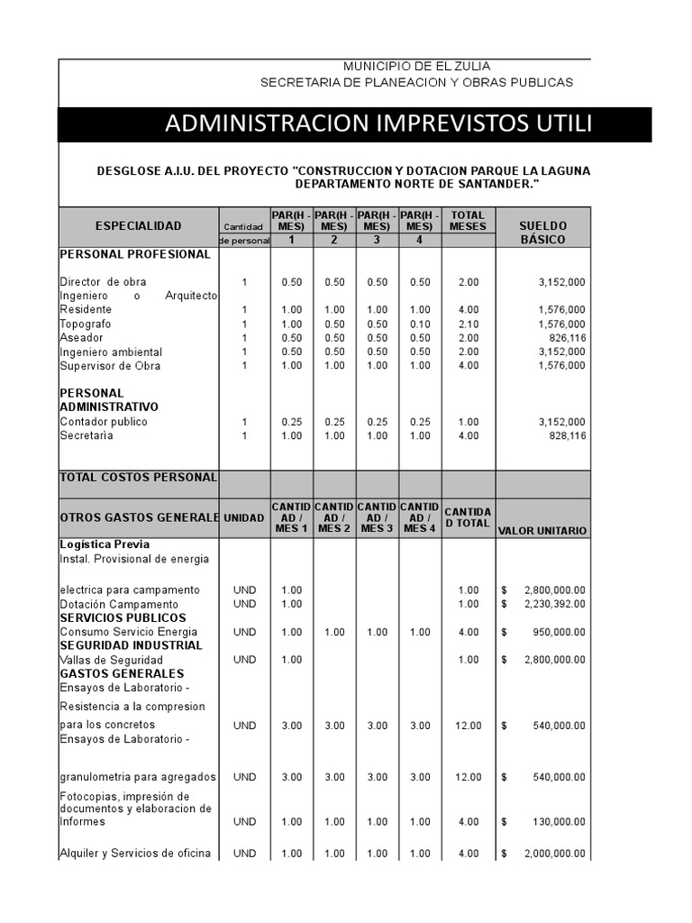 DESGLOSE AIU | Business | Ingeniería