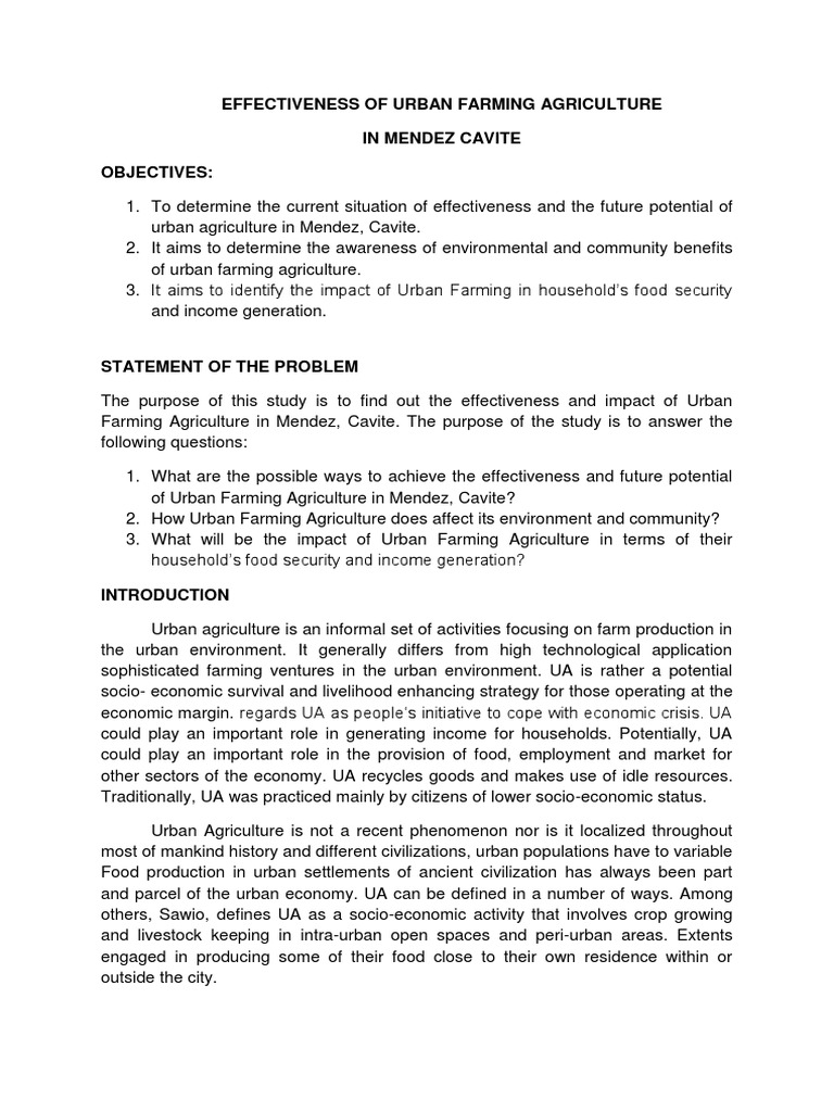 Effectiveness of Urban Farming Agriculture | PDF | Urban Agriculture ...