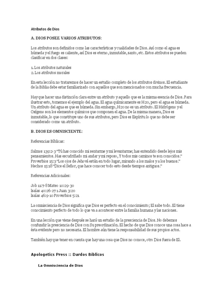 Atributos de Dios | PDF | Dios | Pecado