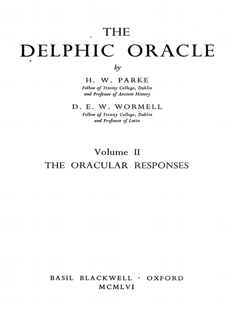 Herbert William Parke, Donald Ernest Wilson Wormell - The Delphic ...