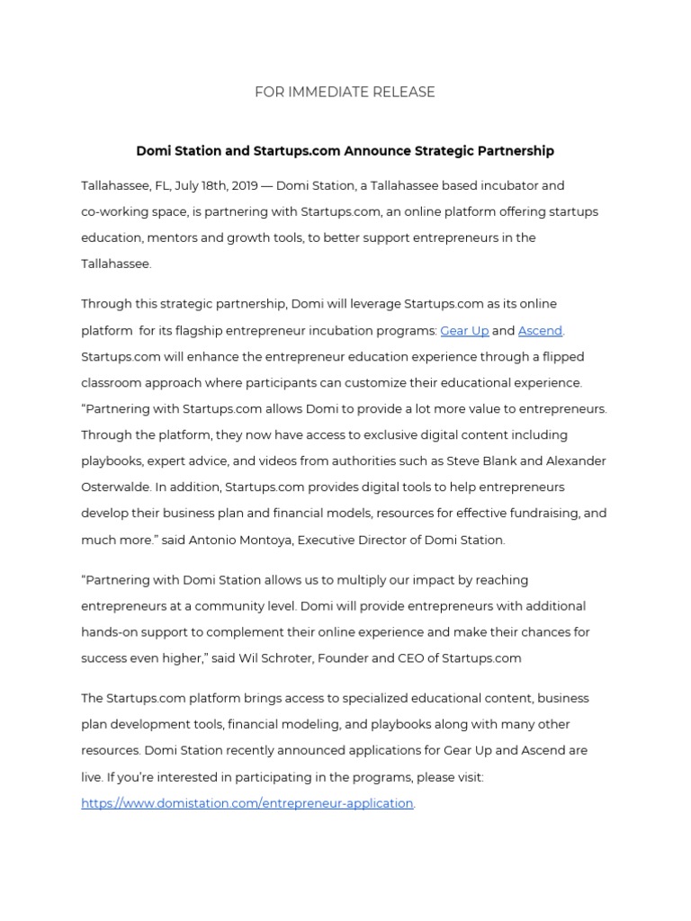 Domi Station and Startups | PDF | Startup Company | Small Business & Entrepreneurs