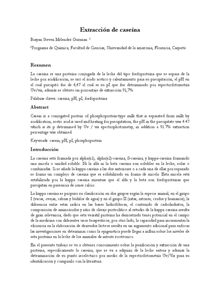 Extracción de La Caseína | PDF | Leche | Proteínas