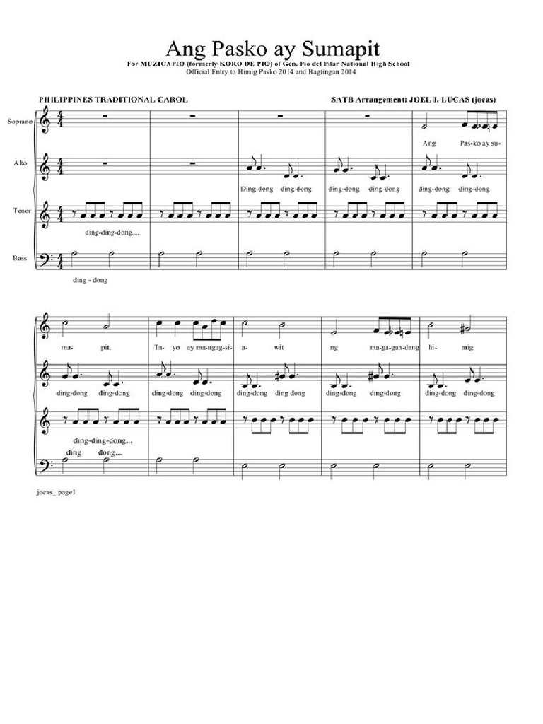 Ang Pasko Ay Sumapit Satb PDF | PDF