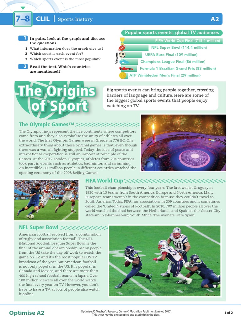 OPT A2 CLIL Units7-8 Worksheet | PDF | Sports | American Football