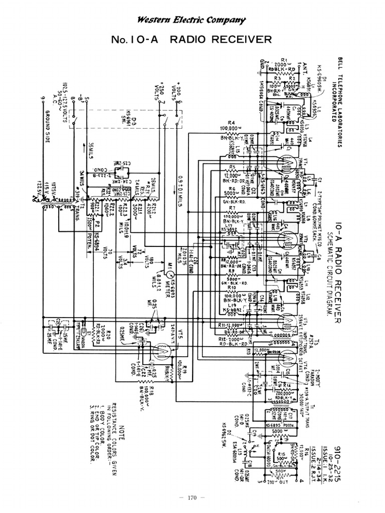 WESTERN ELECTRIC 10-A Receiver (Schematic Only) WW | PDF