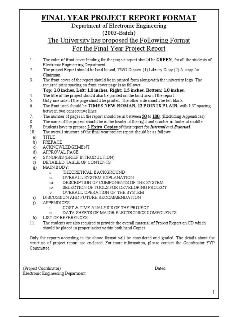 Final Year Report Format