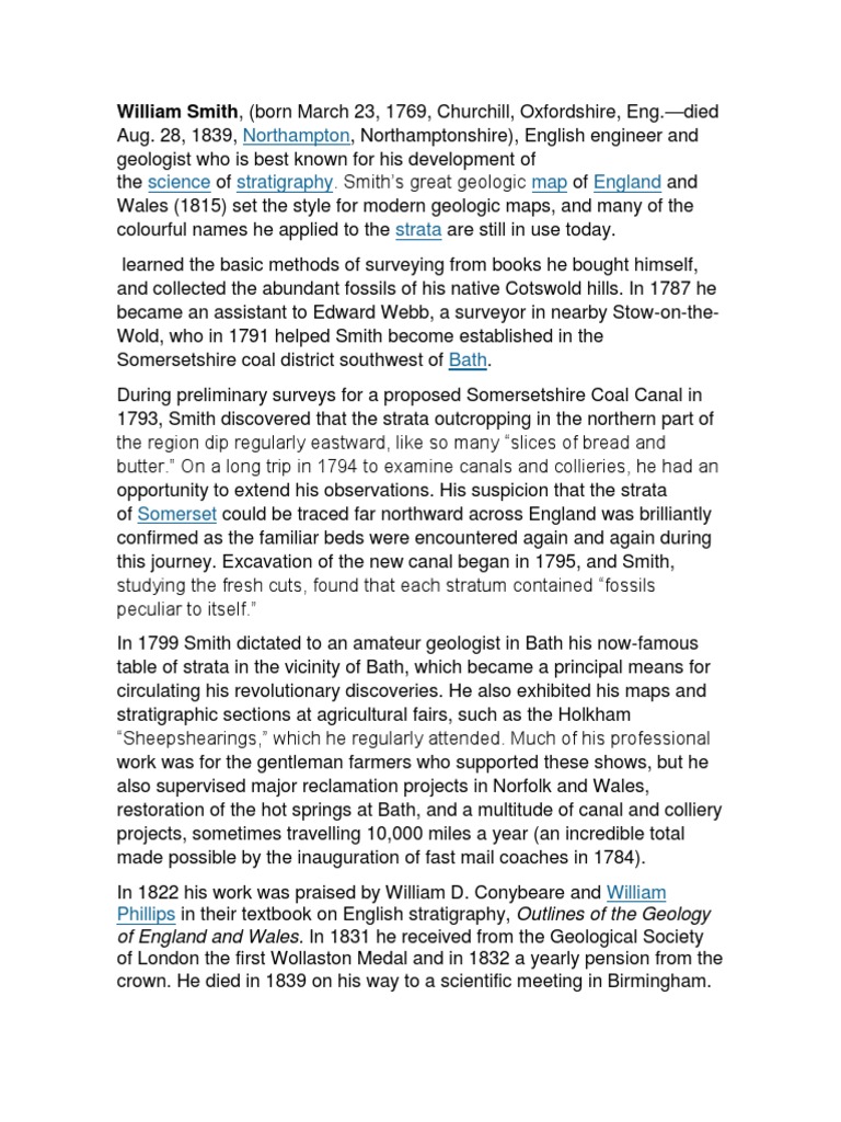 Northampton Science Stratigraphy Map England Strata: William Smith ...