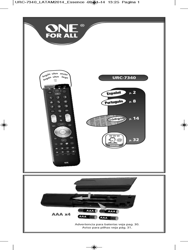 Manual One For All | PDF | Control remoto | Diodo emisor de luz