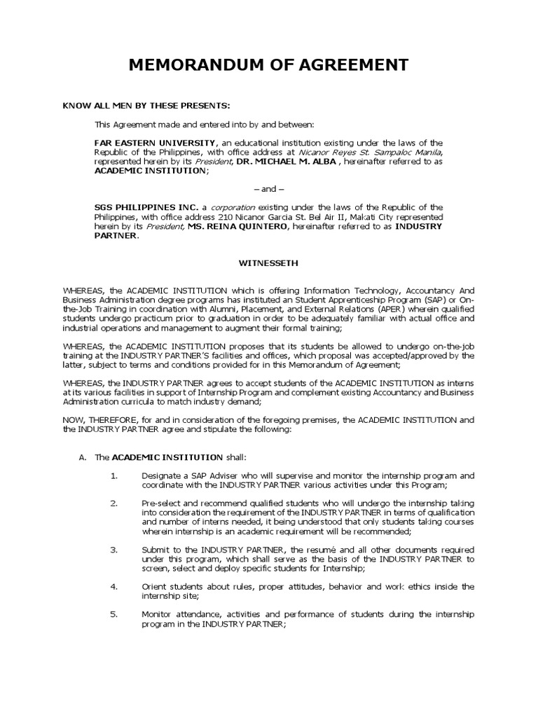 Memorandum of Agreement | PDF | Breach Of Contract | Negligence