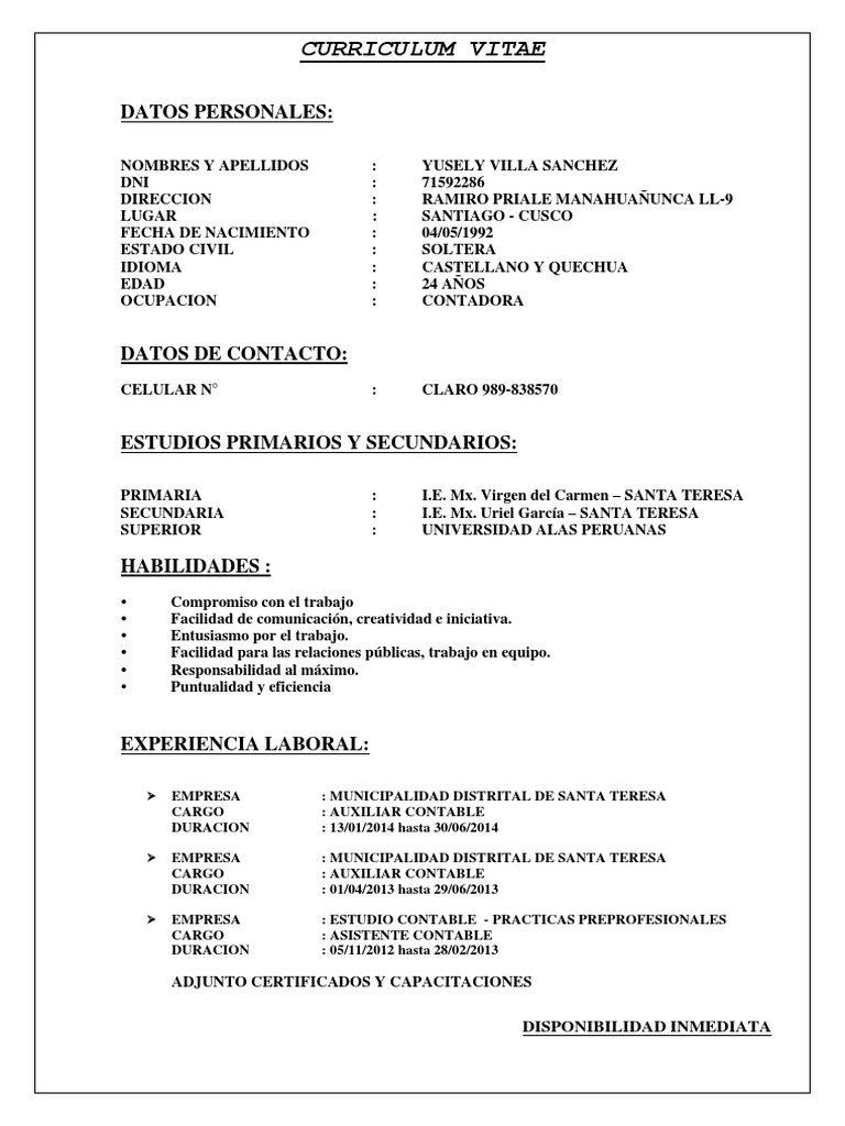 Curriculum Modelo 5 | PDF
