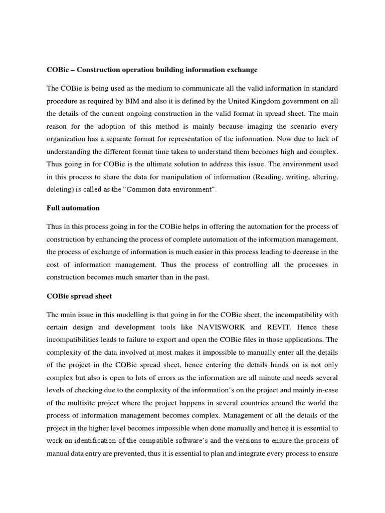 COBie | PDF | Automation | Information Management