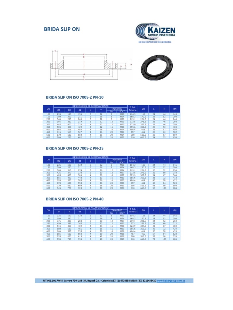 Dimensions des Brides Slip-On ISO 7005-2 | PDF
