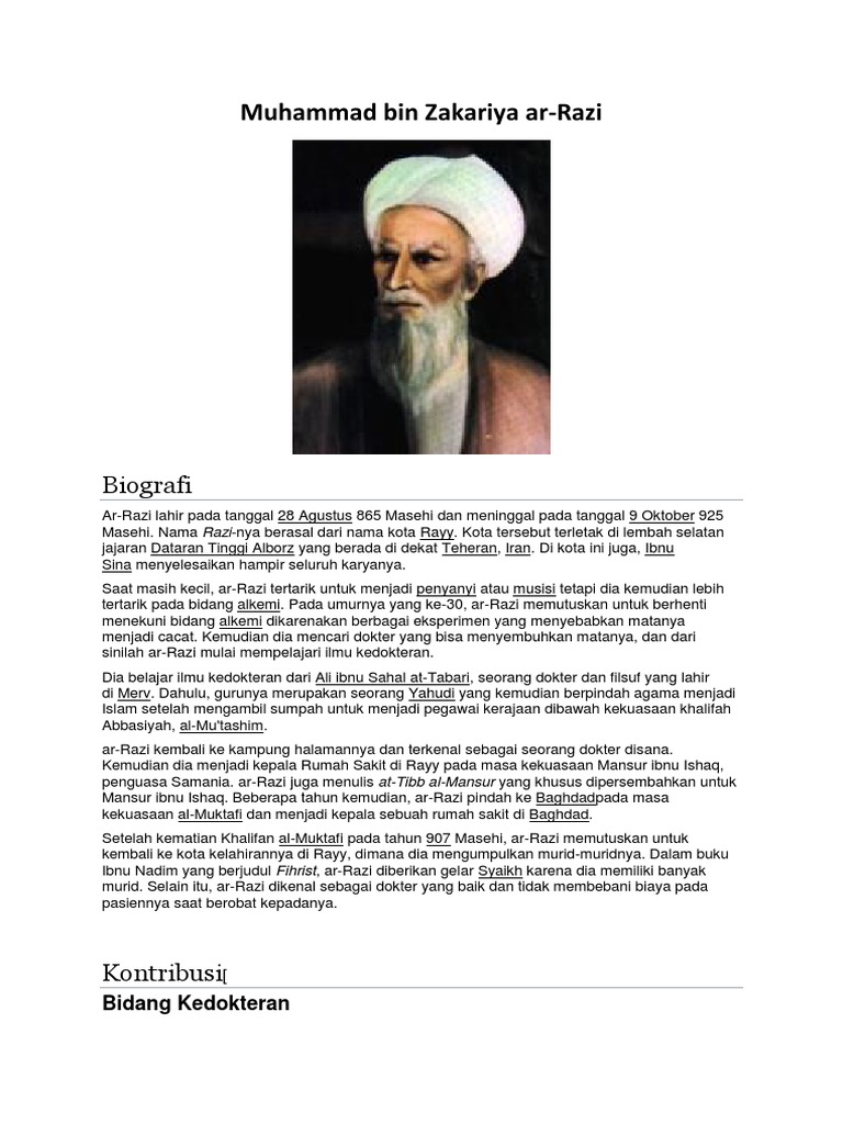 Muhammad Bin Zakariya Ar-Razi | PDF