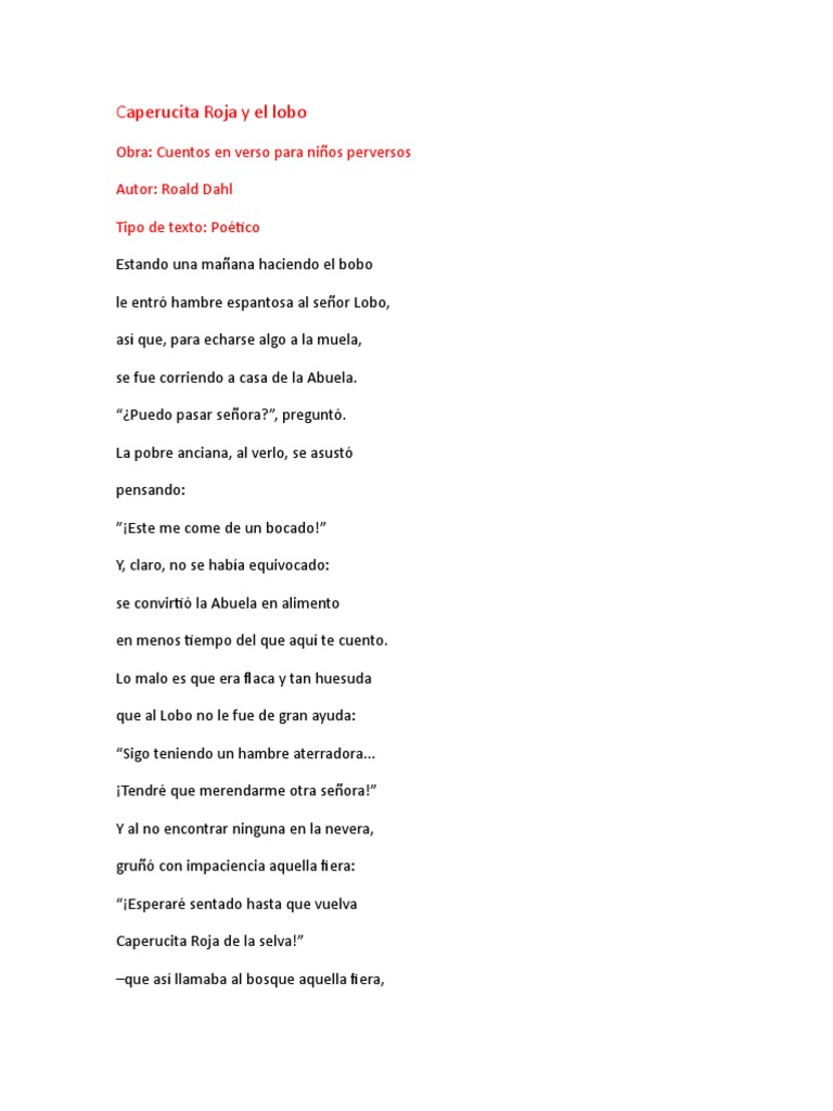 Caperucita Roja: Versión del Lobo | PDF