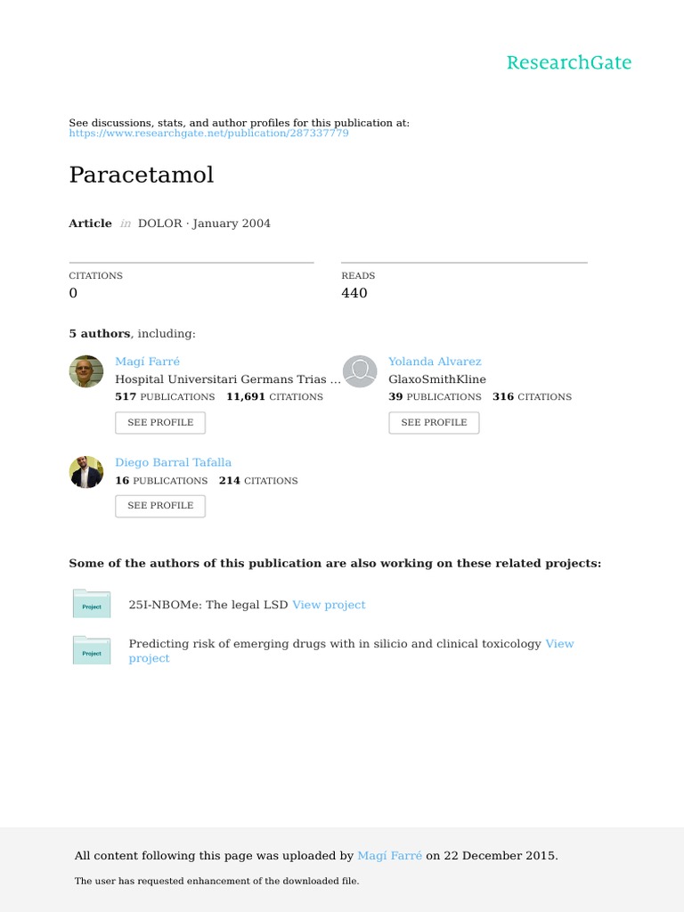 Paracetamol: Pharmacology and Safety | PDF | Nonsteroidal Anti ...