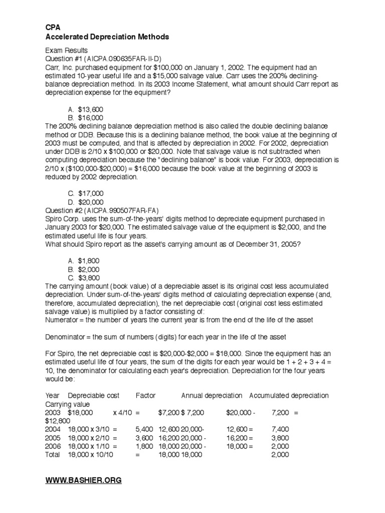 Accelerated Depreciation Methods | PDF | Book Value | Depreciation