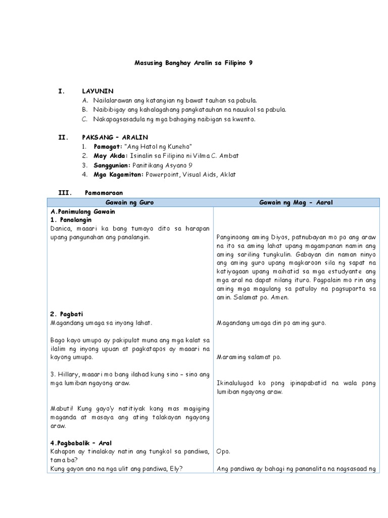 Lesson Plan Grade9 To Print | PDF