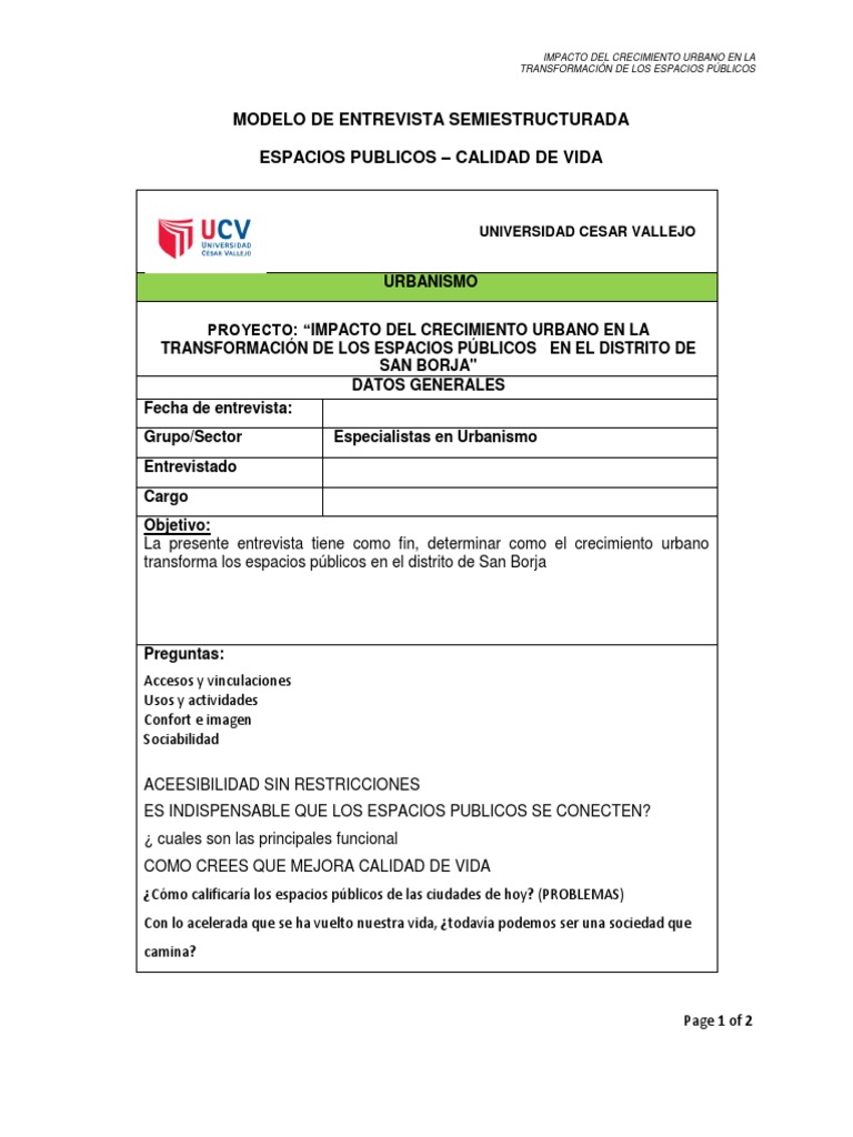 Modelo Entrevista Semiestructurada | PDF