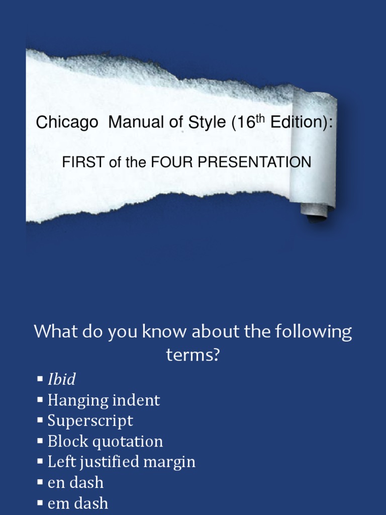 Chicago Manual of Style (16 Edition) :: First of The Four Presentation ...