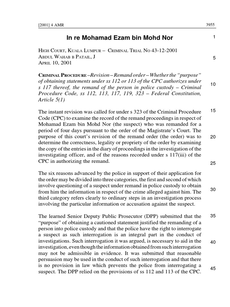 The Limits of Police Interrogation: Remand Orders Must Comply with ...