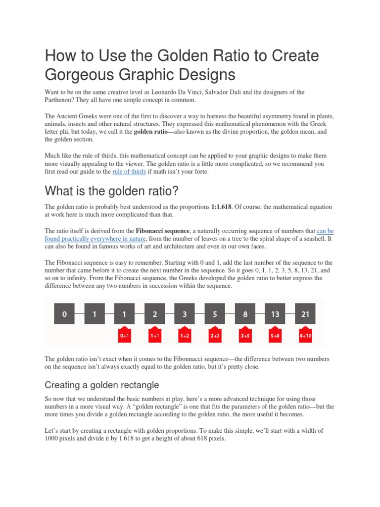 How To Use The Golden Ratio To Create Gorgeous Graphic Designs | PDF ...