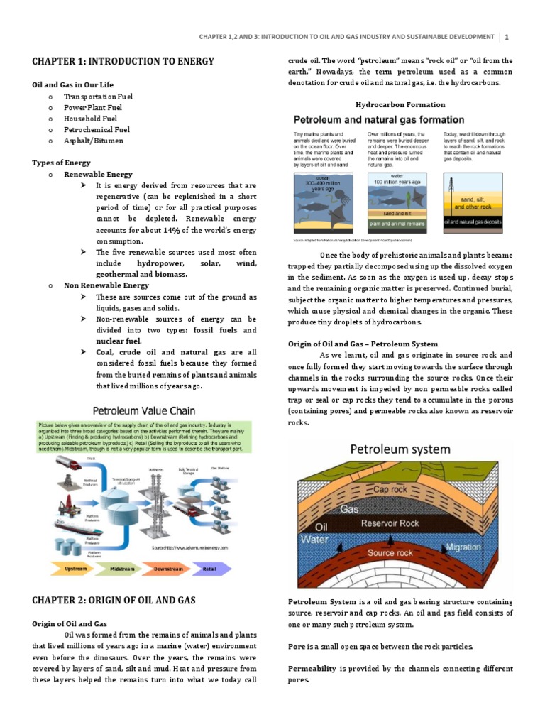 Chapter 1,2 and 3: Introduction To Oil and Gas Industry and Sustainable ...