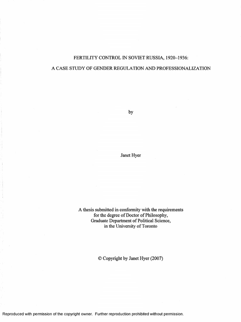 Fertility Control in Soviet Russia, 1920-1936 | PDF | Profession ...