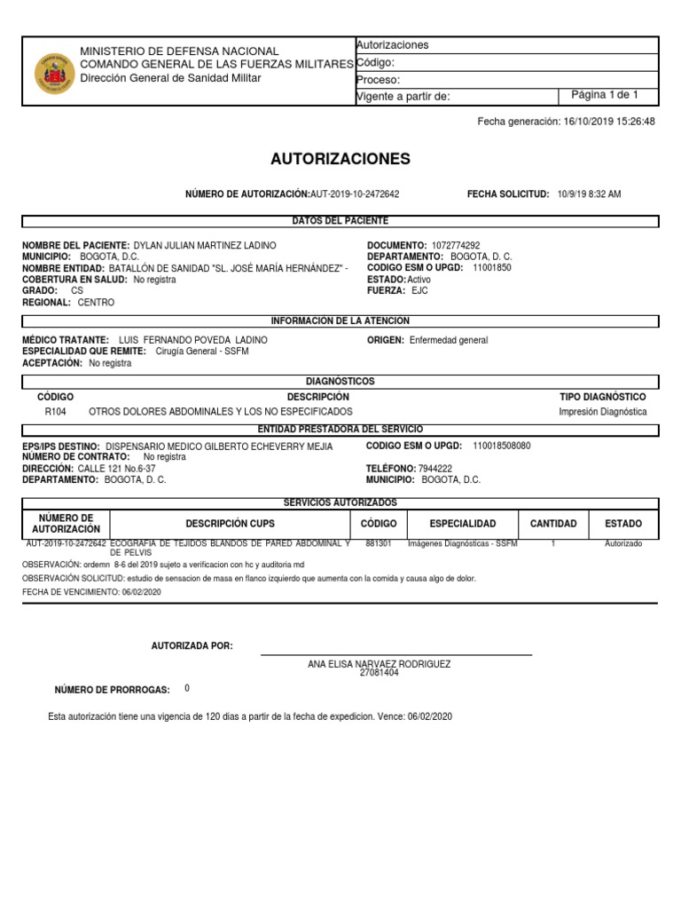 Diagnóstico R104: Autorización Médica | PDF | Cuidado de la salud ...