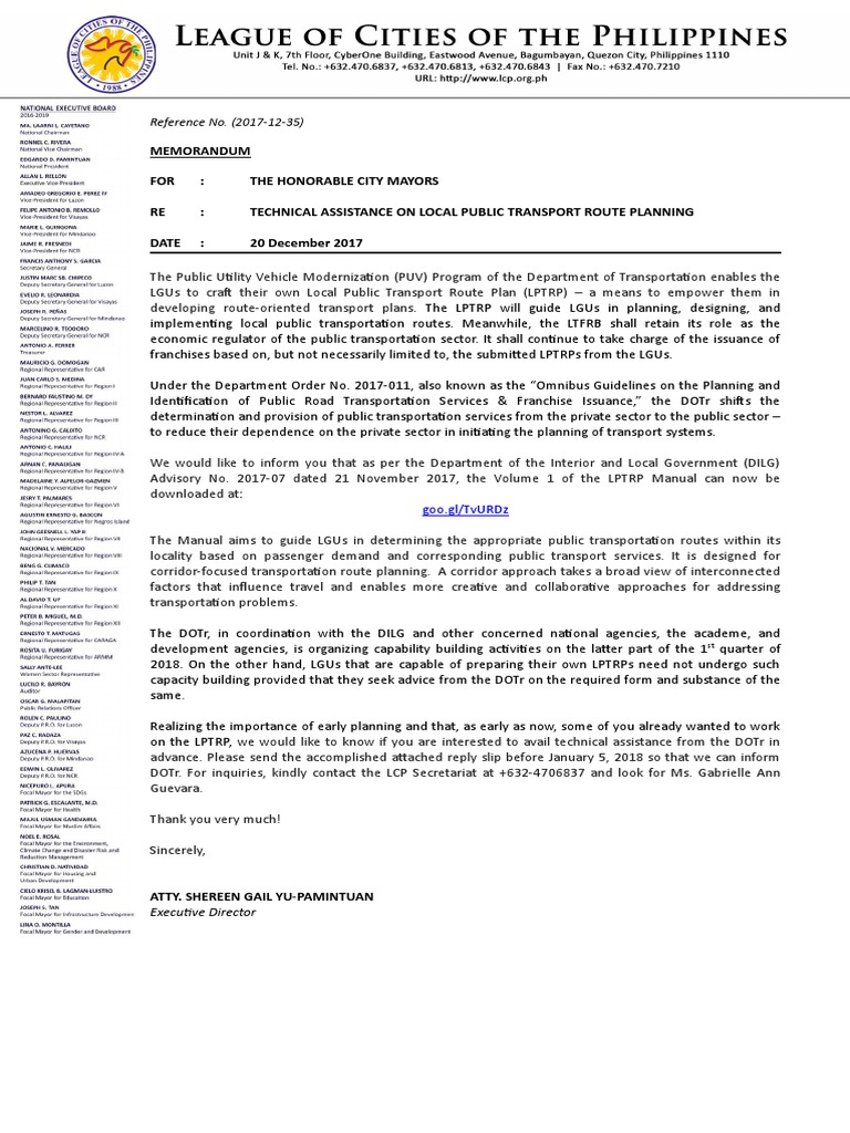 (Memo) LPTRP Manual | PDF | Transport | Government