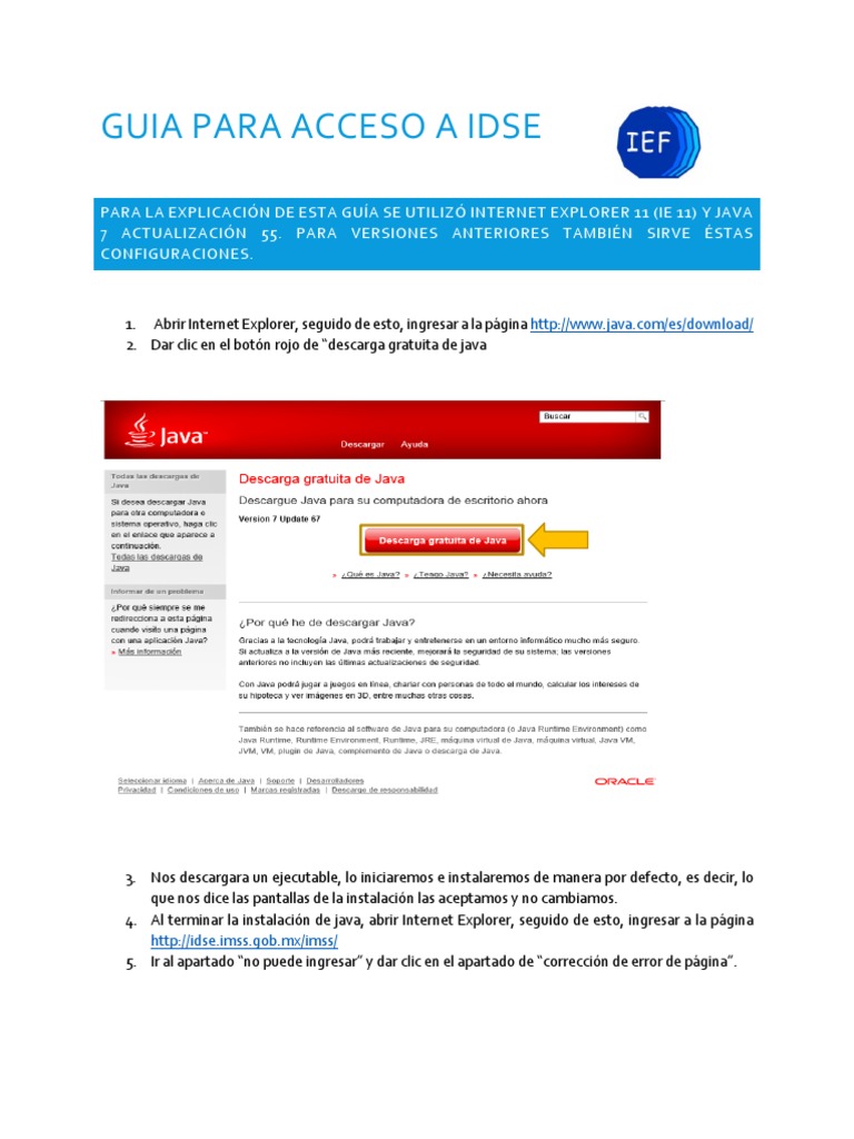 Guia para Acceso A Idse PDF | PDF | explorador de Internet | Point and Click