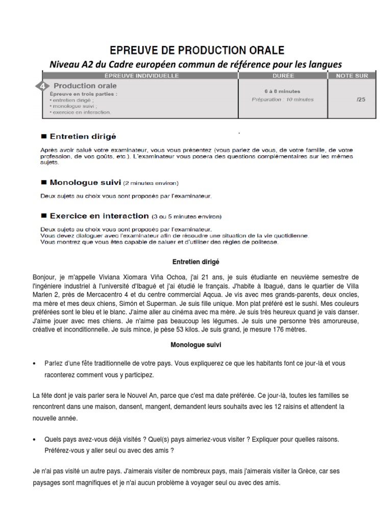 Delf A2. Production Oral Themes | PDF | Nourritures